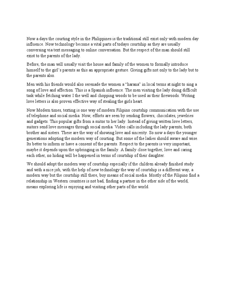 What Are The Courtship Look Like Then and Now (Critique) . | PDF ...