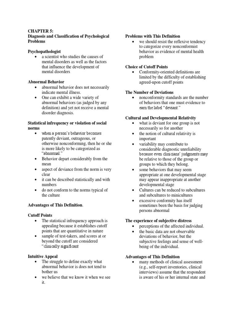 CHAPTER 5 (Clinical Psych) | PDF | Diagnostic And Statistical Manual Of ...