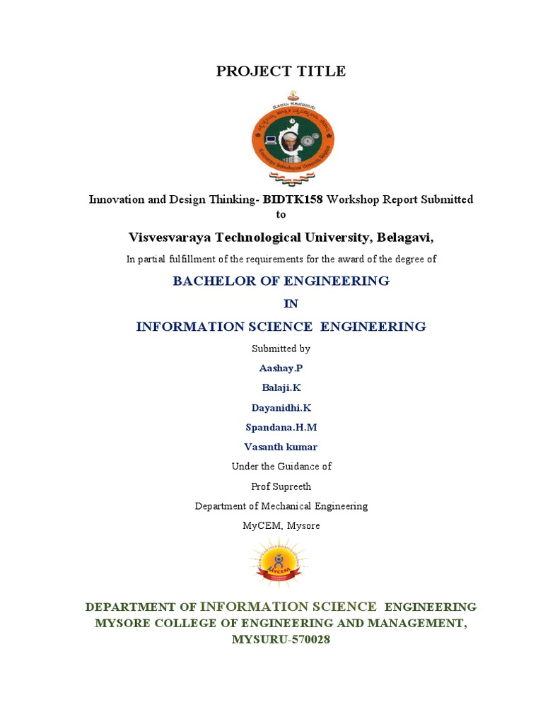 Project Title: Visvesvaraya Technological University, Belagavi | PDF