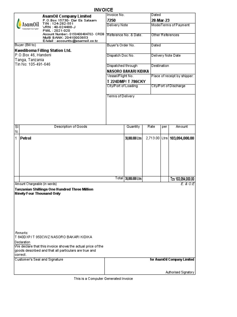 KWEDIBOMA | PDF | Invoice | Tanzania