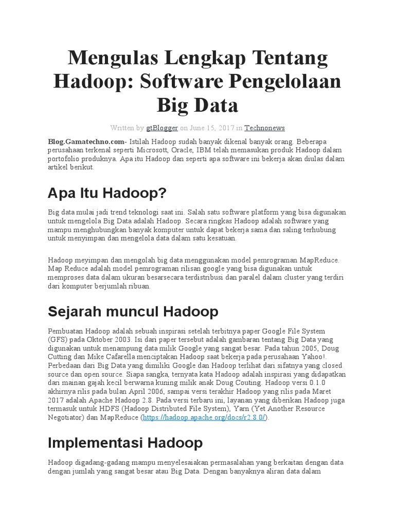 Mengulas Lengkap Tentang Hadoop | PDF