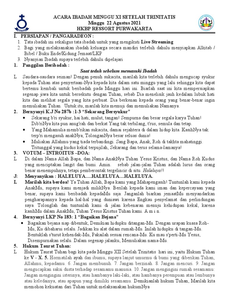 Acara Minggu XII Trinitatis | PDF