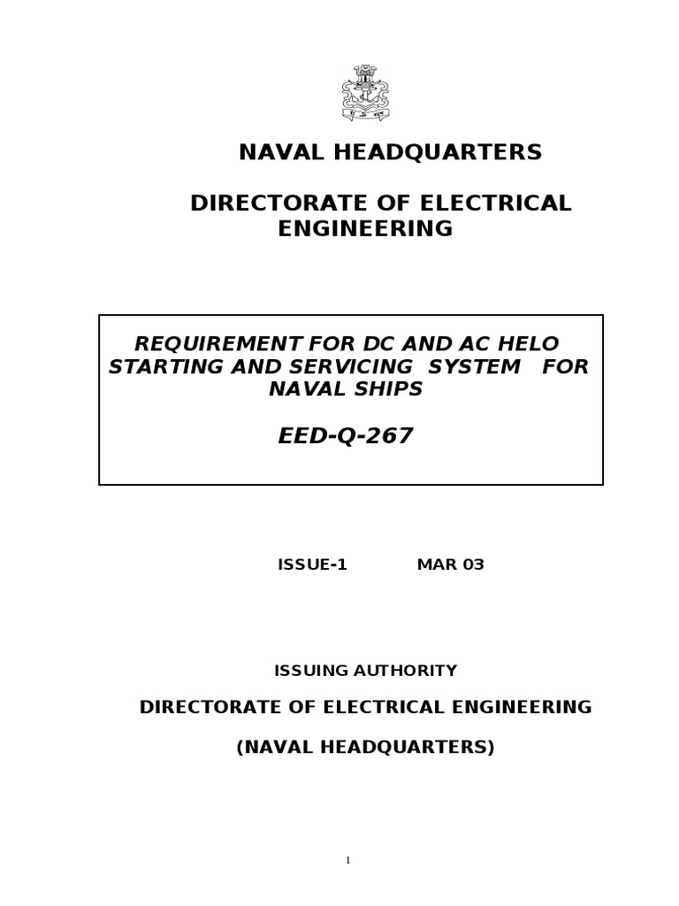 Naval Headquarters Directorate of Electrical Engineering | PDF ...