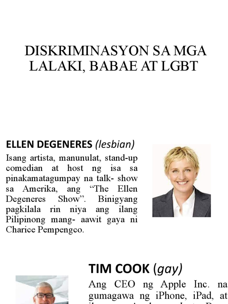 Diskriminasyon Sa Mga Lalaki, Babae at LGBT | PDF