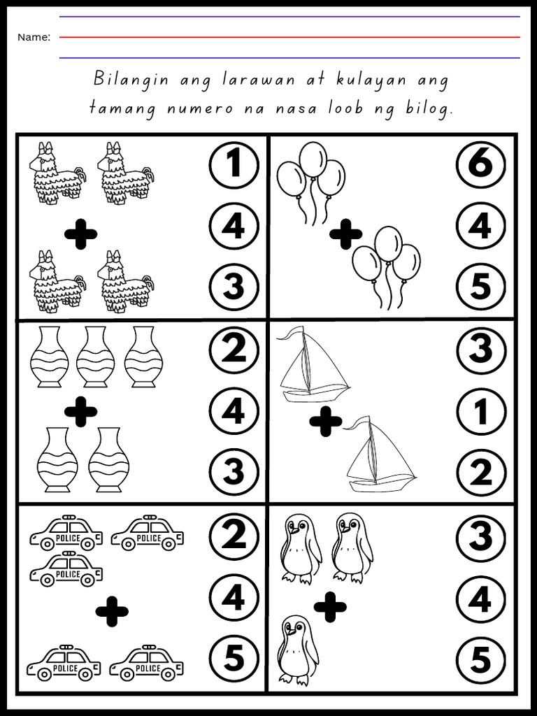 Numeracy Worksheets TAGALOG 1 | PDF