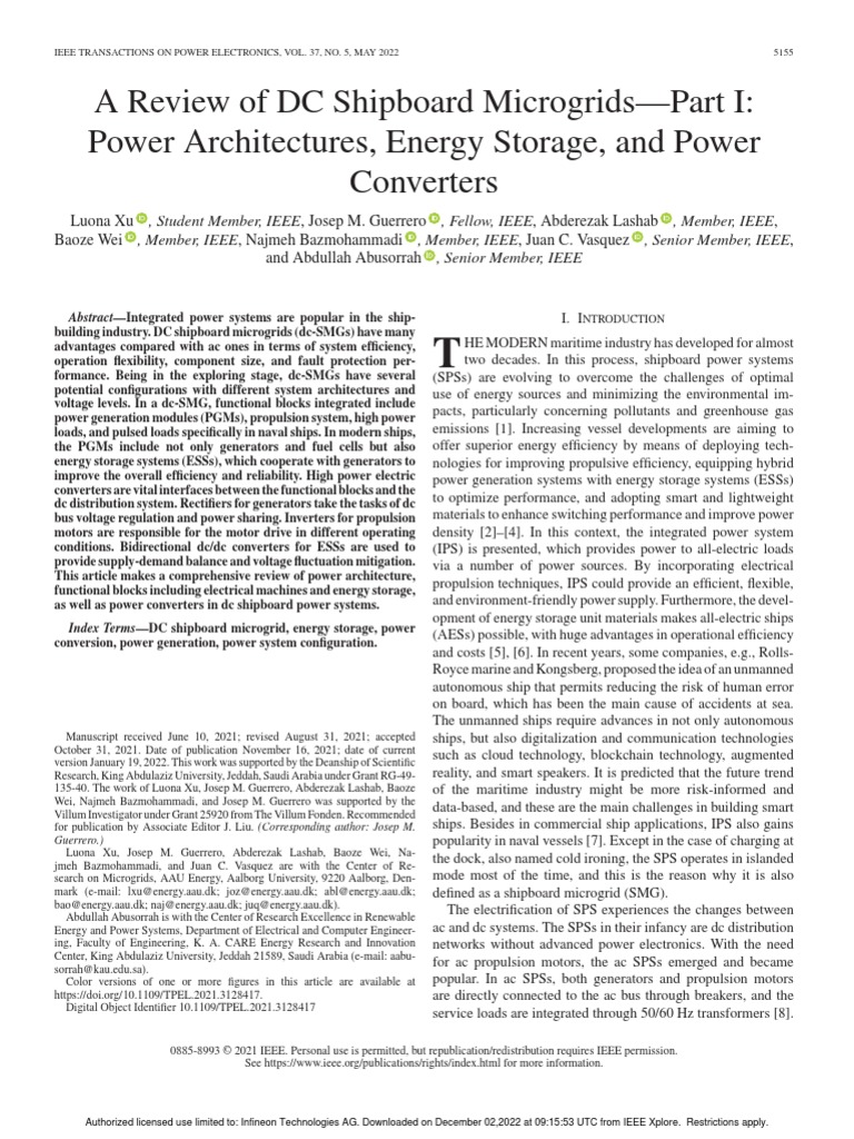 A Review of DC Shipboard MicrogridsPart I Power Architectures Energy Storage and Power ...