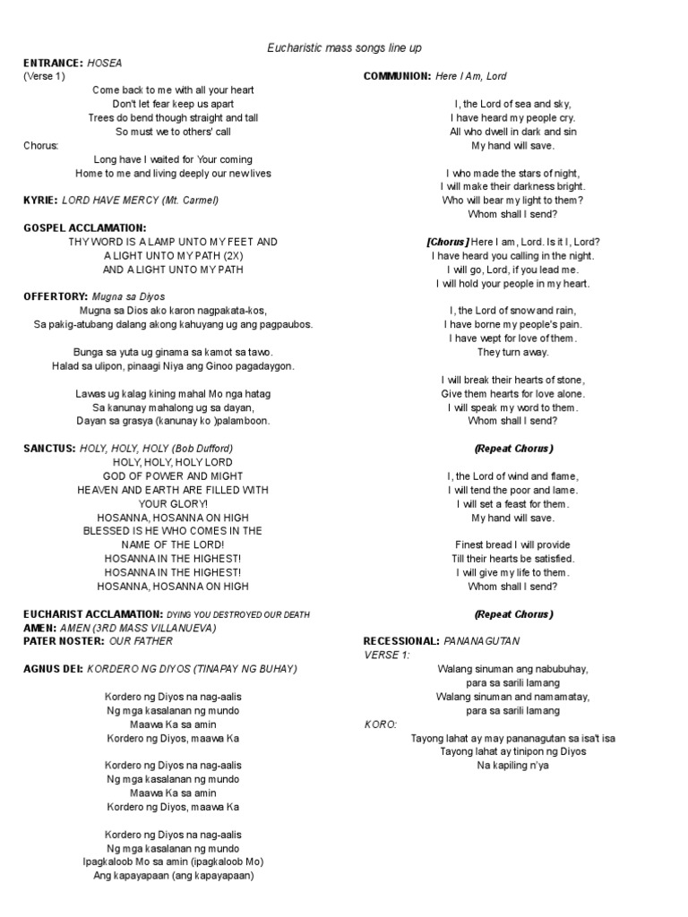 Mass Songs | PDF | Mass (Liturgy) | Catholic Liturgy