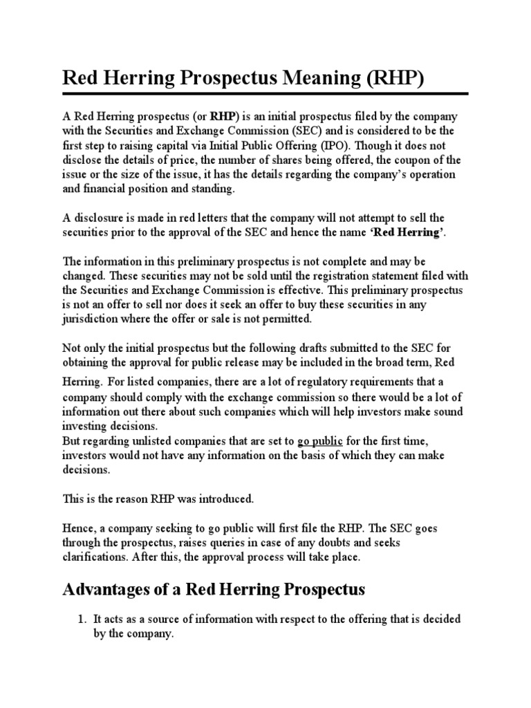 Red Herring Prospectus | PDF | Prospectus (Finance) | Initial Public ...