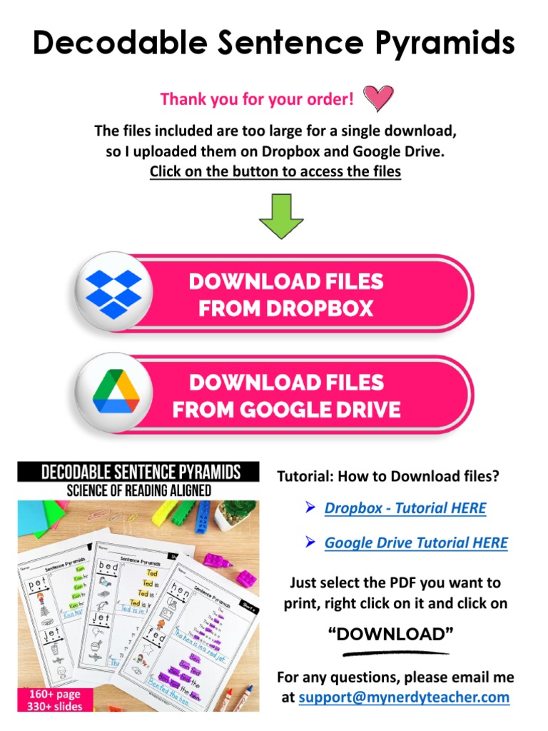 Decodable Sentence Pyramids: Thank You For Your Order! | PDF