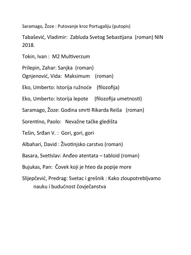 Saramago, Žoze: Putovanje Kroz Portugaliju (Putopis) | PDF