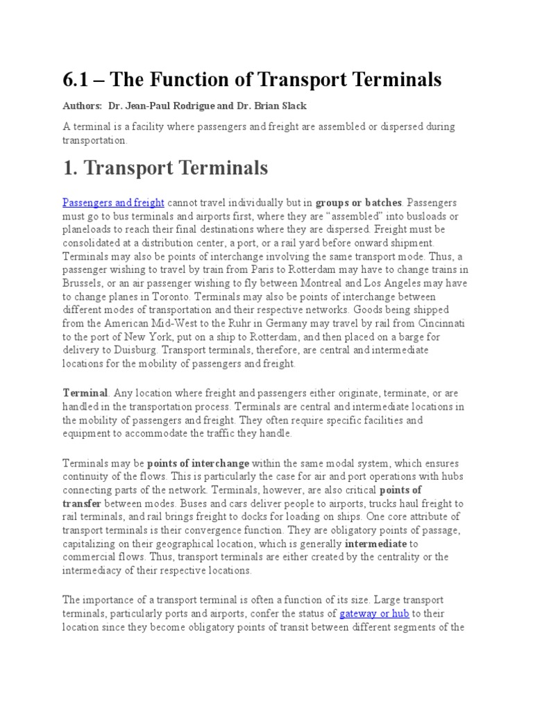 Transport Terminals | PDF | Transport | Cargo