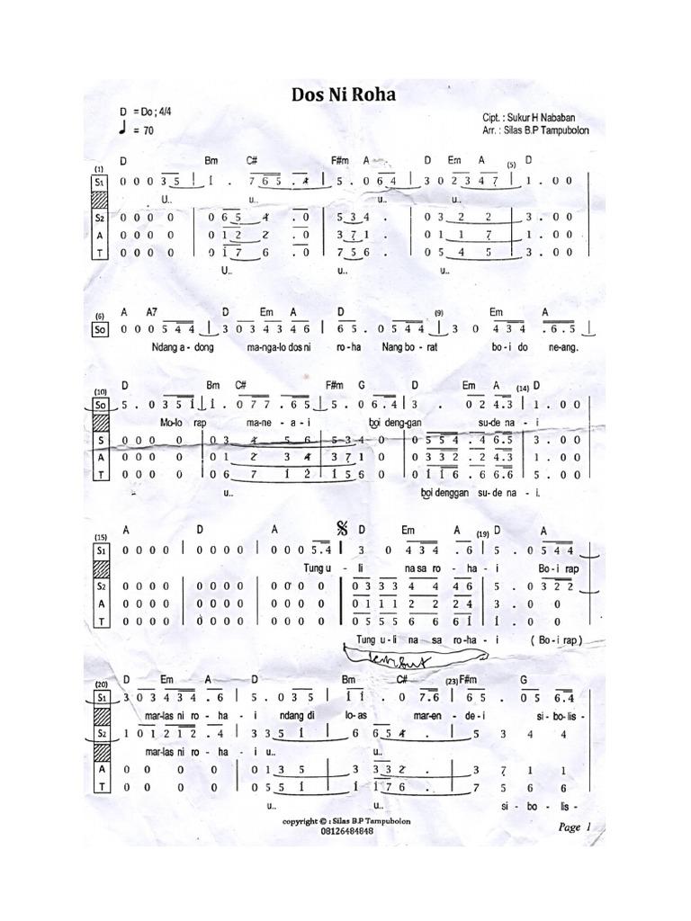 Dos Ni Roha - Arr - Silas B Tampubolon | PDF