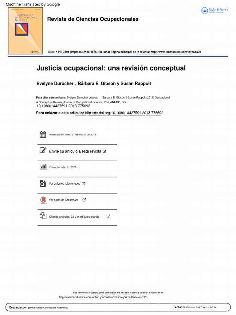 Justicia Ocupacional: Revisión Conceptual | PDF | Justicia | Crimen y violencia
