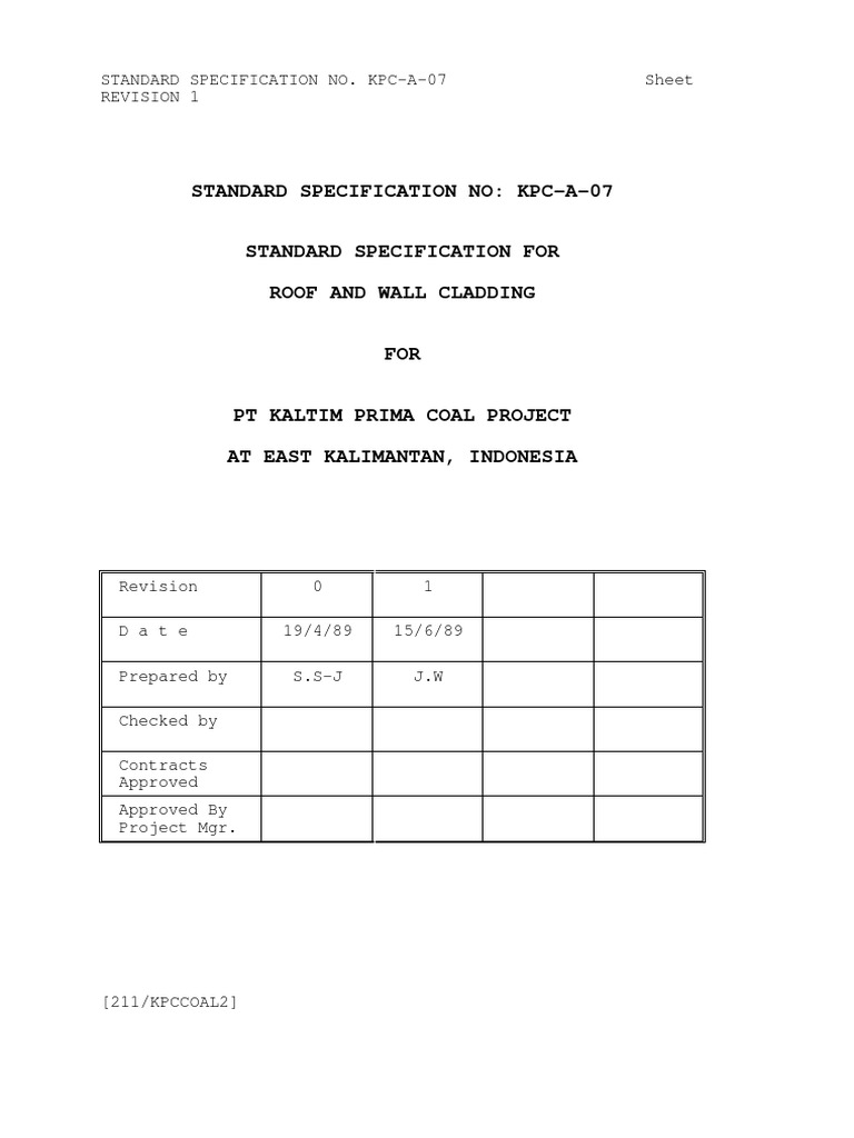 Standard Specification No: Kpc-A-07 Standard Specification For Roof and ...