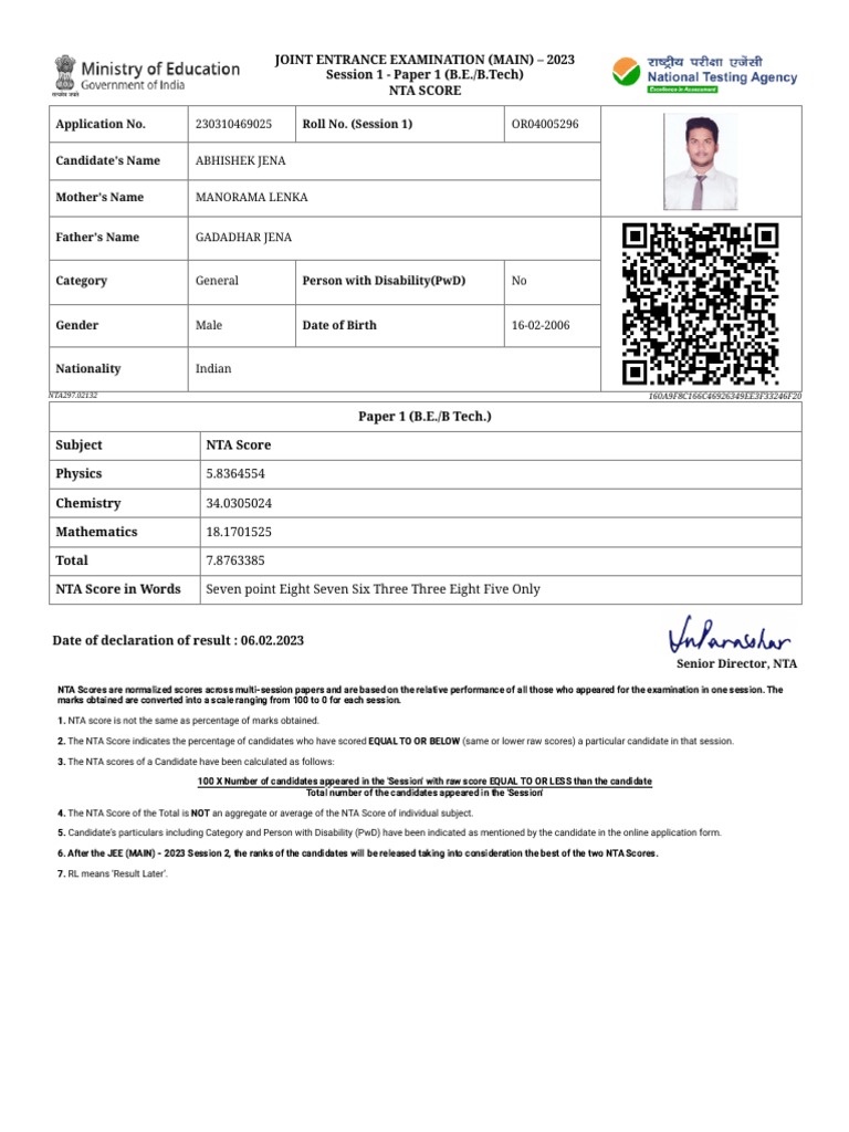 Jee Mains | PDF | Tests | Qualifications