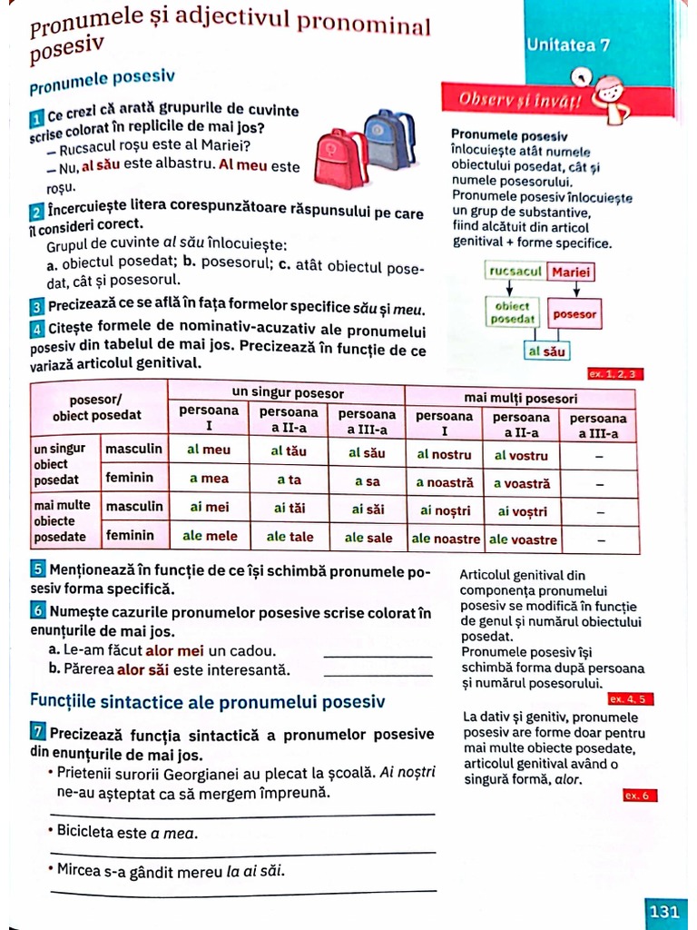 Pronumele Și Adjectivul Pron Posesiv | PDF