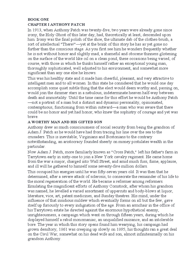 Book One Chapter I Anthony Patch | PDF