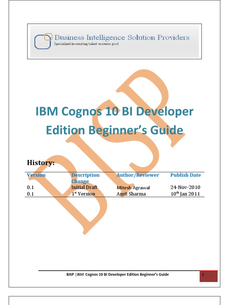 Cognos 10 BI Developer Beginner's Guide | Microsoft Sql Server ...