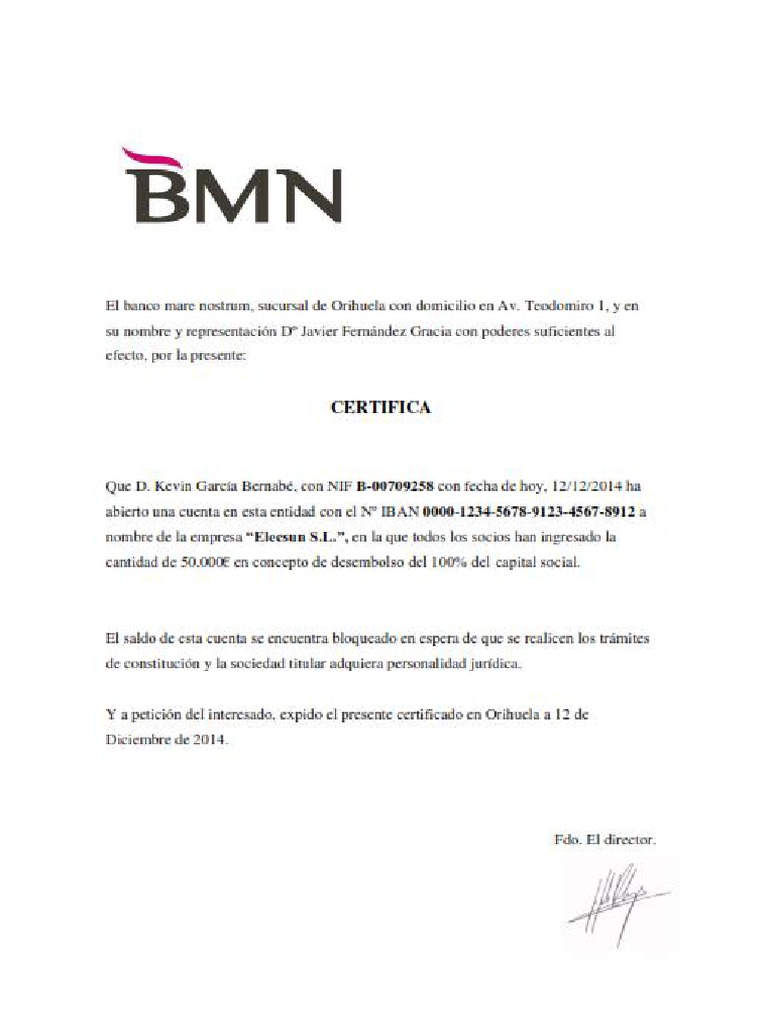 Certificado Cuenta Bancaria | PDF