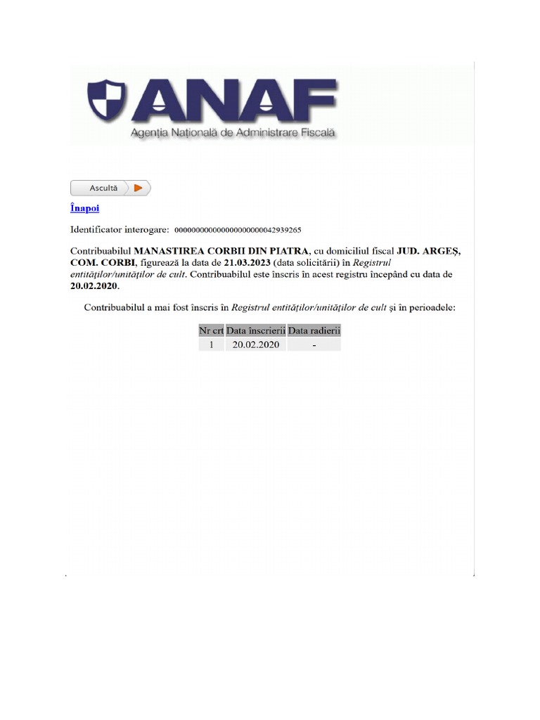 Confirmare ANAF | PDF