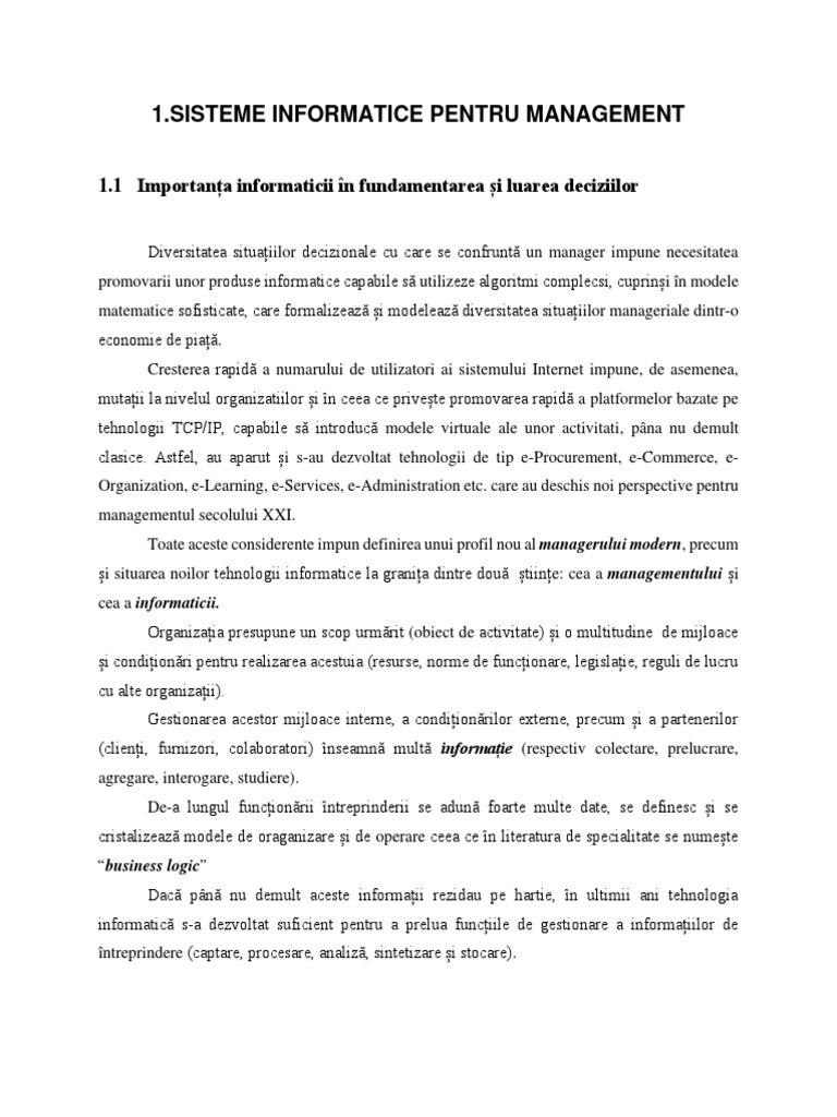 Sisteme Informatice Pentru Management | PDF