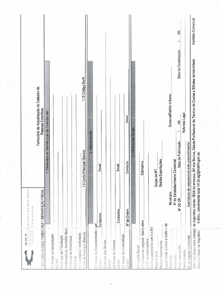 AGT - Modelo de Cadastro de Contribuente | PDF