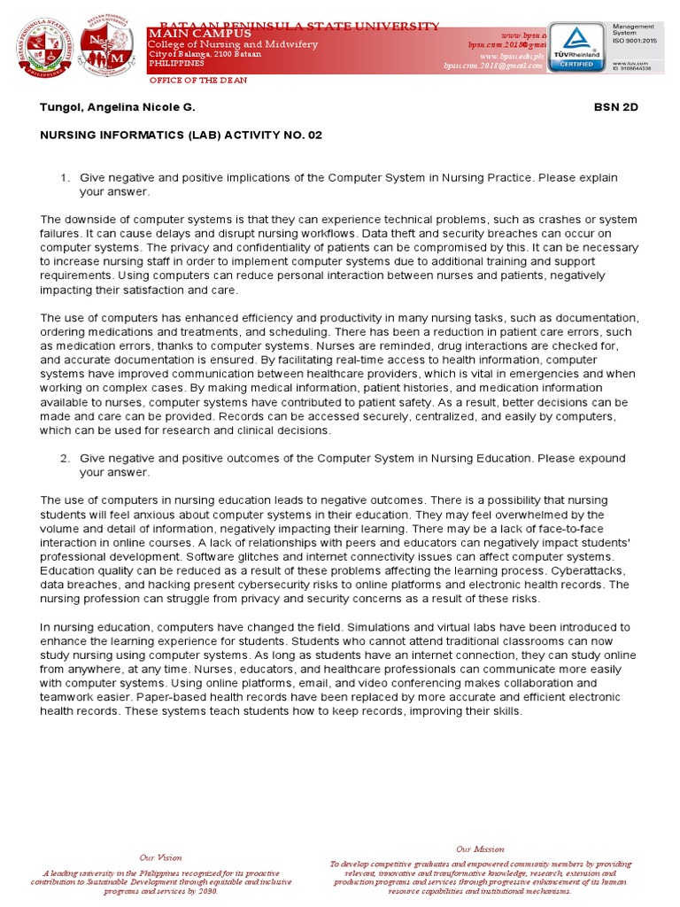 Nursing Informatics Activity 2 | PDF | Nursing | Computer Security