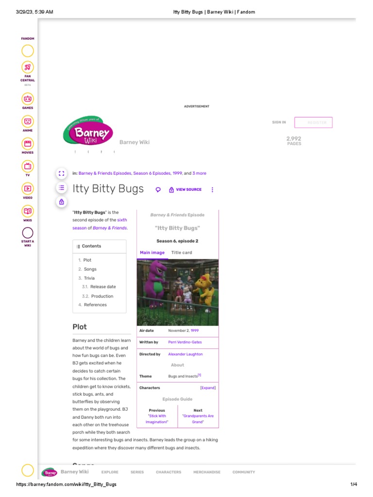Itty Bitty Bugs - Barney Wiki - Fandom | PDF | Fandom