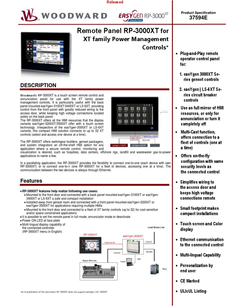 Remote Panel RP-3000XT: For XT Family Power Management Controls | PDF ...