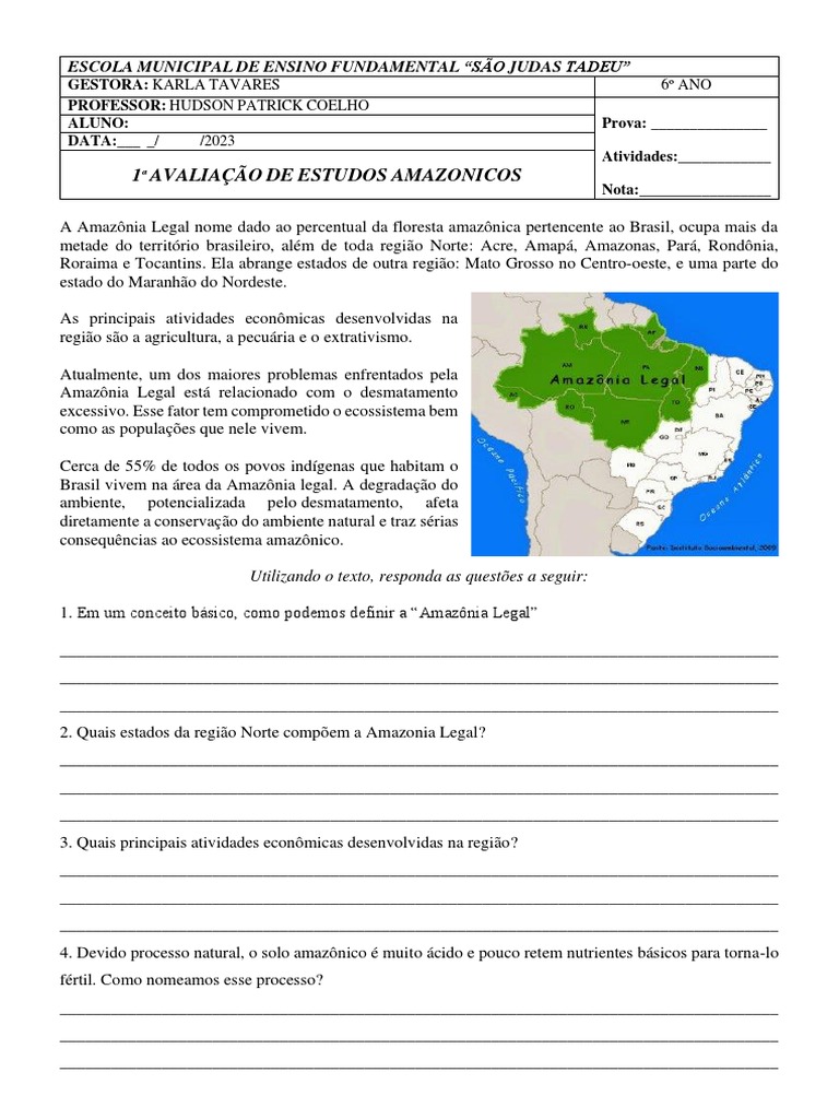 Escola Municipal de Ensino Fundamental avalia estudos amazônicos | PDF ...