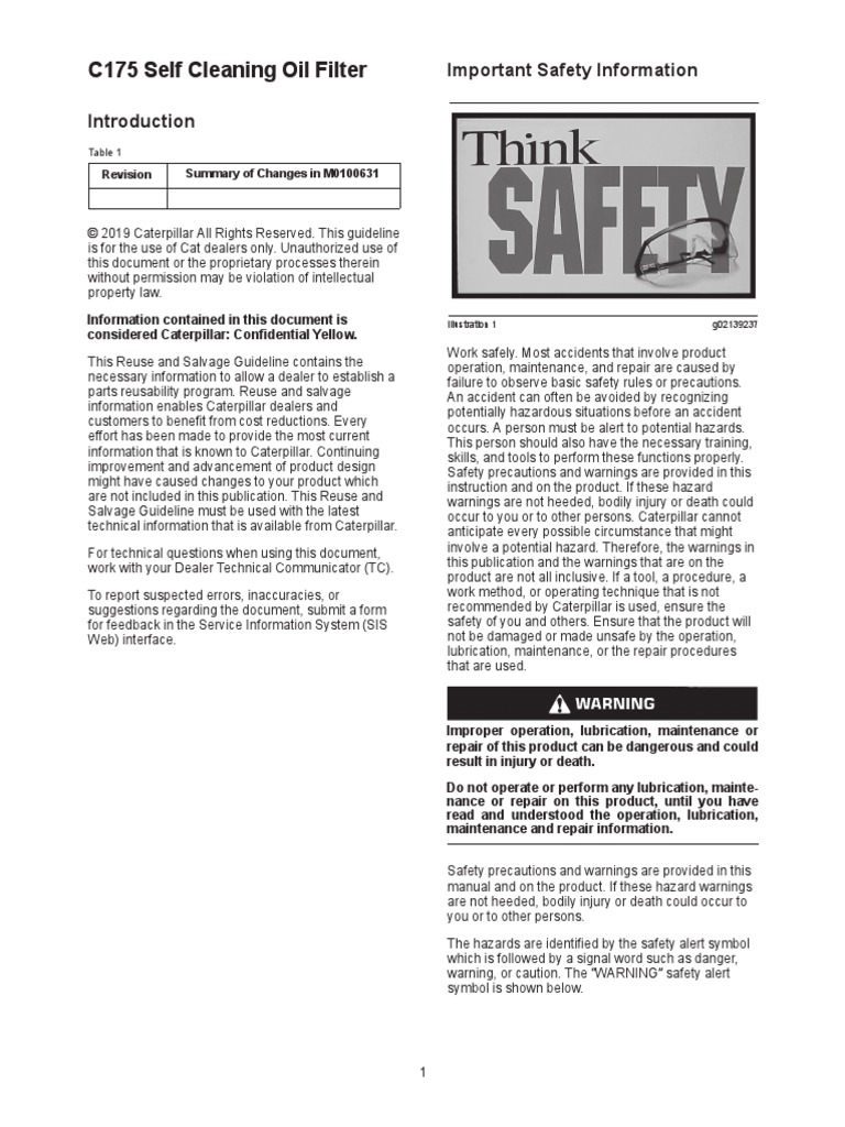 C175 Self Cleaning Oil Filter: Important Safety Information | PDF ...