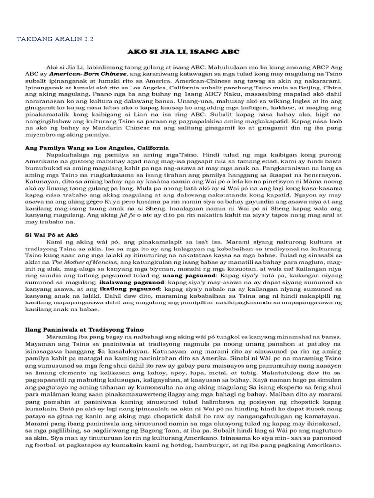 Ako Si Jia Li Isang Abc | PDF