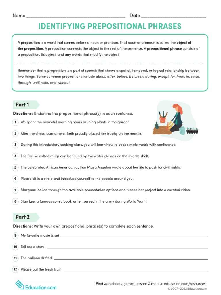 Identifying Prepositional Phrases | PDF