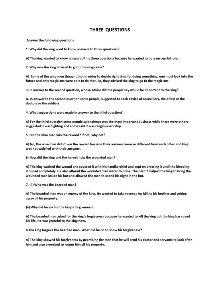 Three Question | PDF | Forgiveness