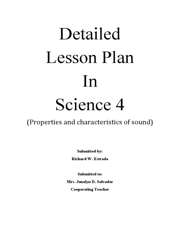 Grade 4 Sound Properties Lesson Plan | PDF | Sound | Waves