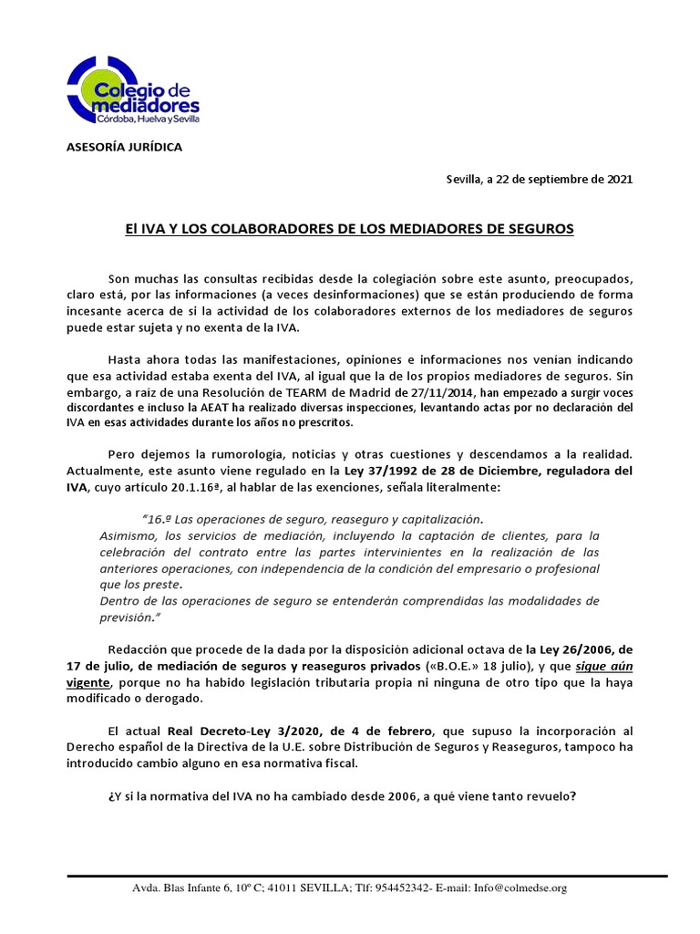 INFORME IVA COLABORADORES | PDF | Seguro | Reaseguro