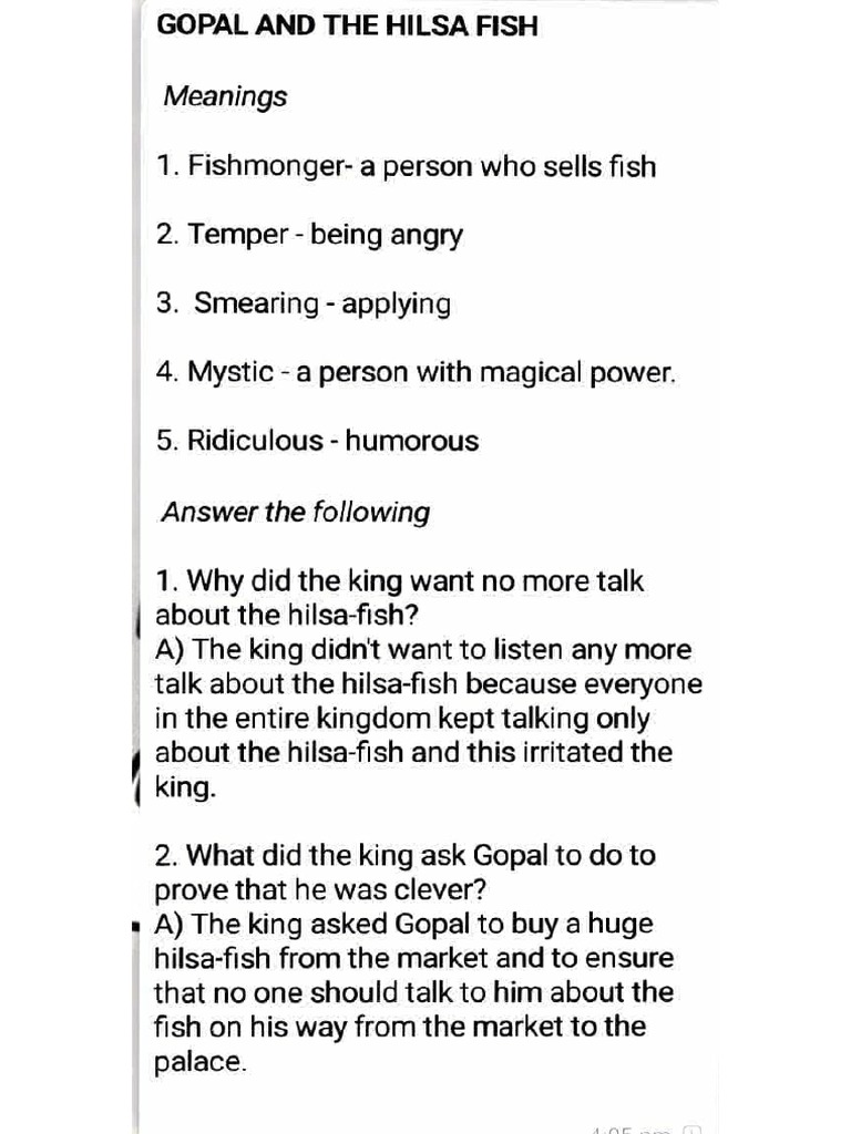 Gopal and The Hilsa-Fish | PDF