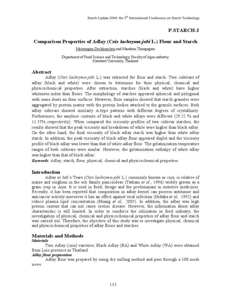 2009comparison Properties of Adlay (Coix Lachryma-Jobi L.) Flour and ...