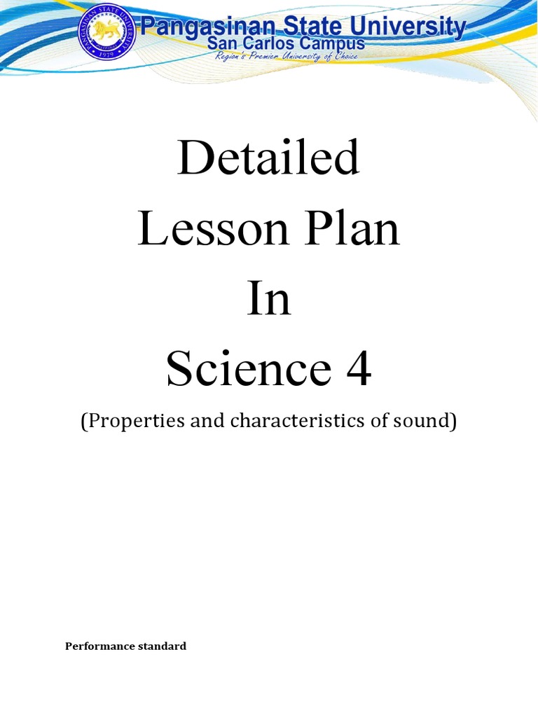 Detailed Lesson Plan in Science 4: (Properties and Characteristics of ...