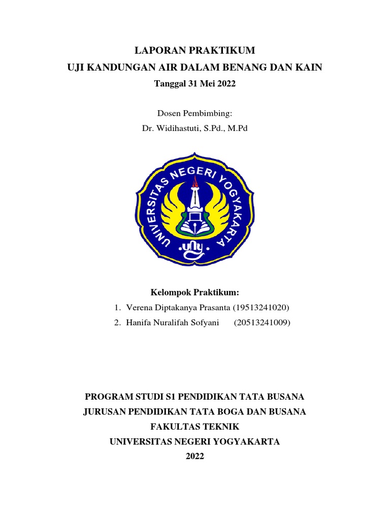 Laporan Praktikum PKTF - Uji Kandungan Air | PDF Laporan Praktikum PKTF - Uji Kandungan Air | PDF