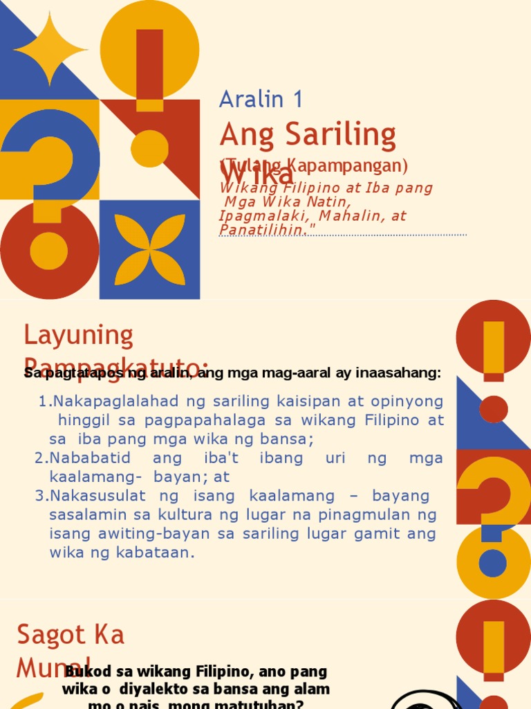 Aralin 1: Ang Sariling Wika | PDF