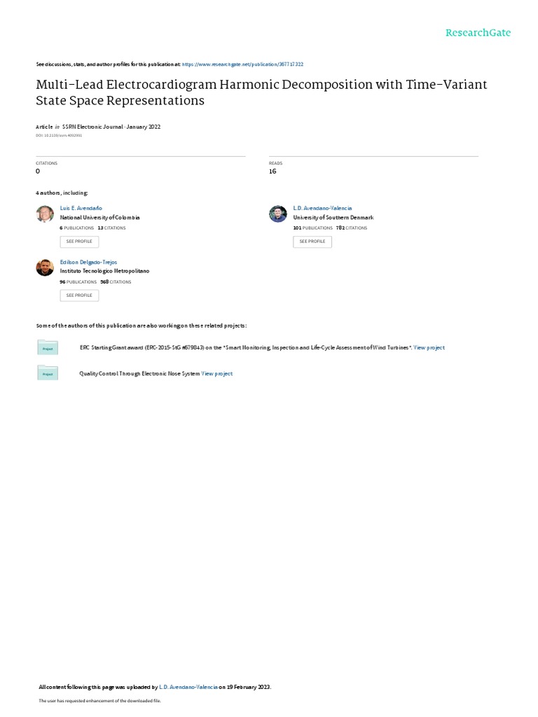 Multi-Lead Electrocardiogram Harmonic Decomposition With Time-Variant ...