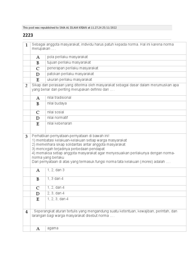 PTS SEMESTER GENAP 2023 30 Soal FIX | PDF