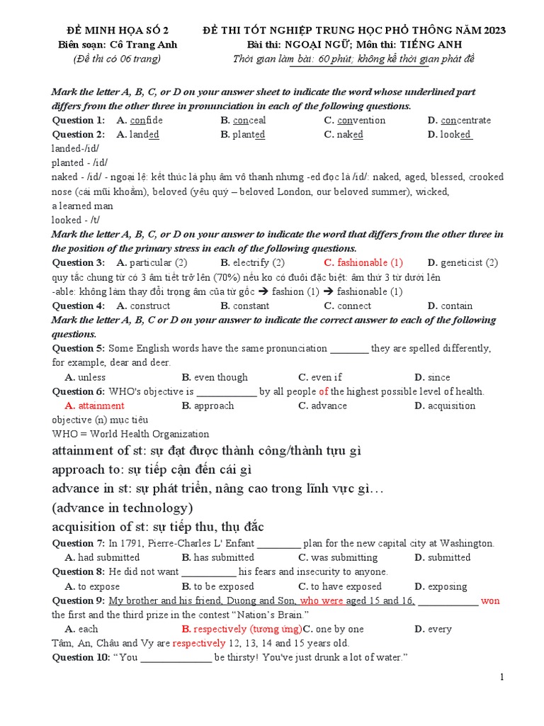 Đề MINH HỌA Số 02 Luyện Thi Tốt Nghiệp THPT 2023 | PDF | Disability | Vietnam