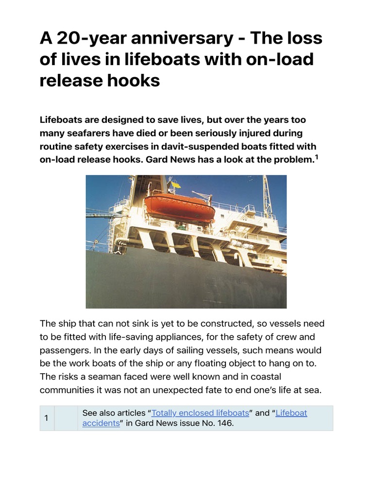 20 Years of Lifeboat Launching | PDF | Water Transport | Watercraft