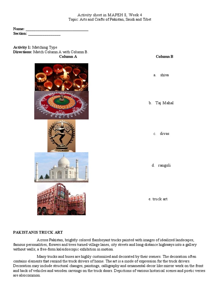 MAPEH 8: Arts of Pakistan and Saudi Arabia | PDF | Carpet | Mandala