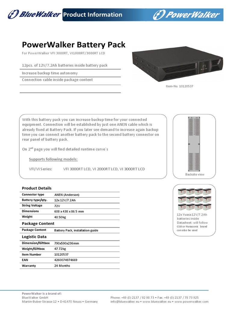 PowerWalker Battery Pack 10120537 | PDF | Liquid Crystal Display | Computer Engineering