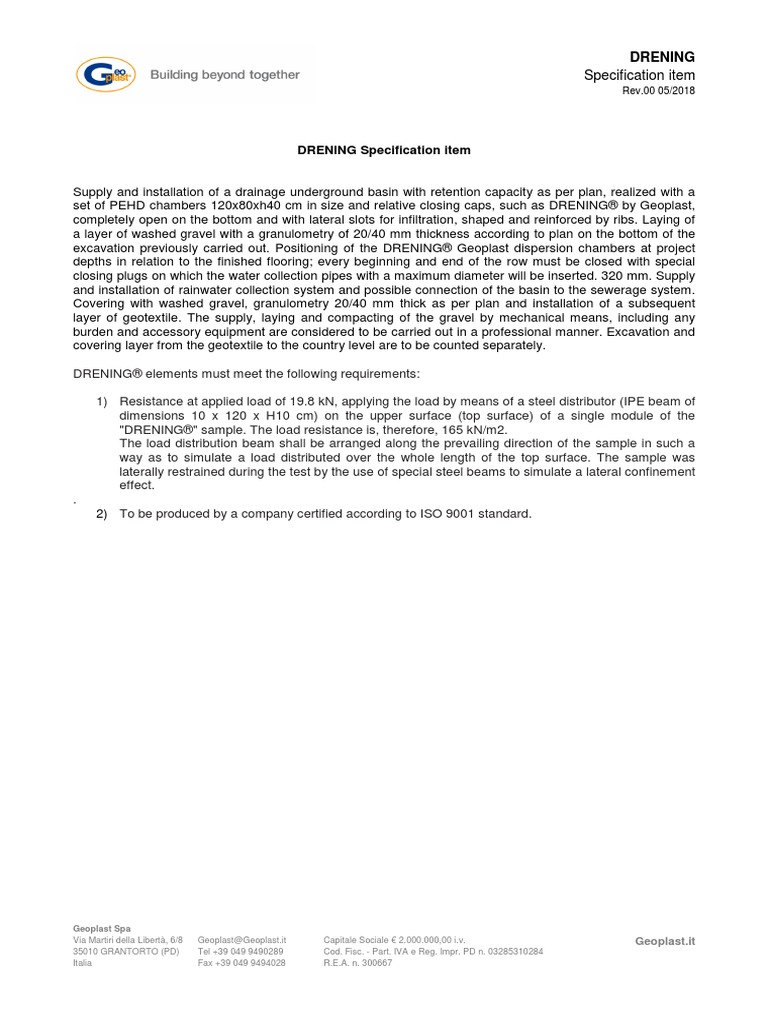 Geoplast Drening English Specification | PDF | Civil Engineering ...