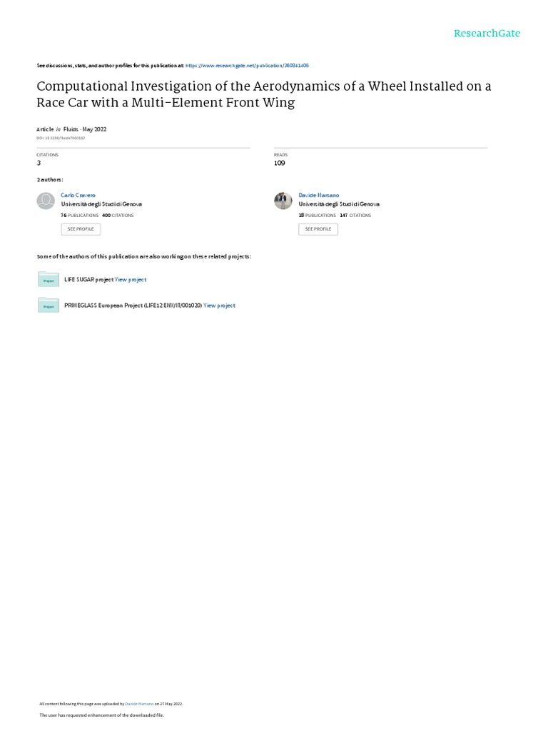 Computational Investigation of The Aerodynamics of A Wheel Installed On ...