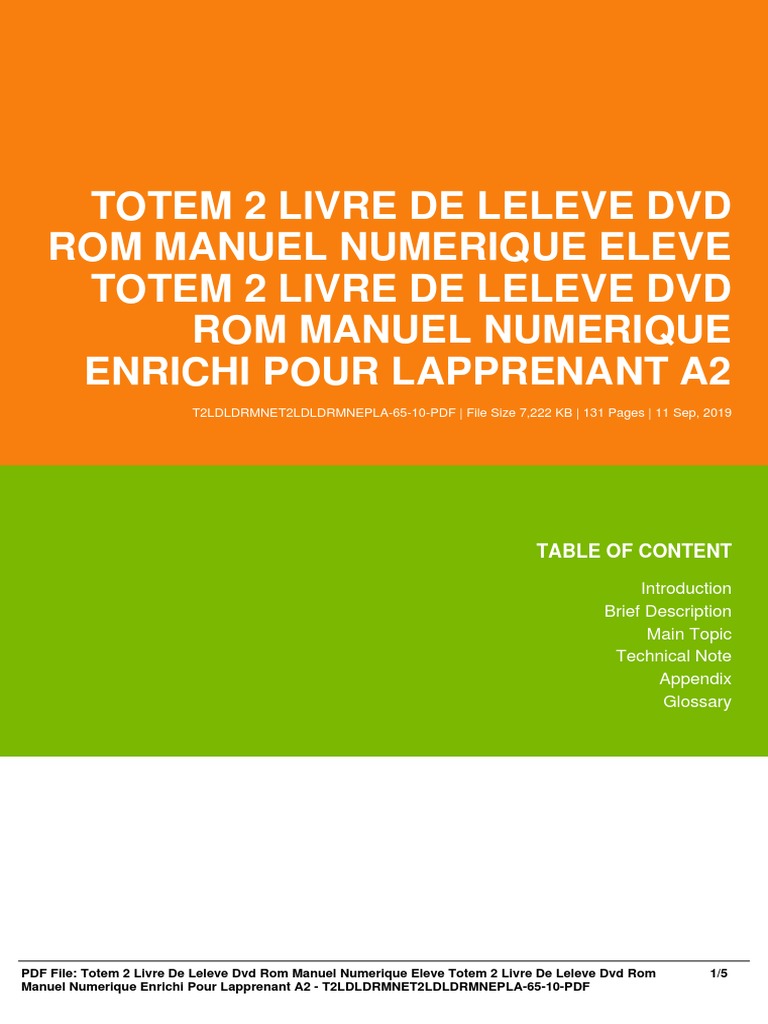 Totem 2 Livre de Leleve DVD Rom Manuel Numerique e ...